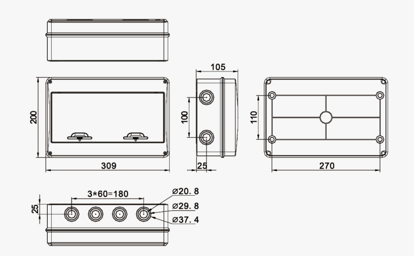 HT-15 Waterproof Distribution Box | 15 Way IP65 Side Opening